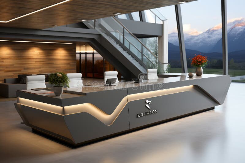 Reception Desk in a Modern Office Interior Stock Photo - Image of ...