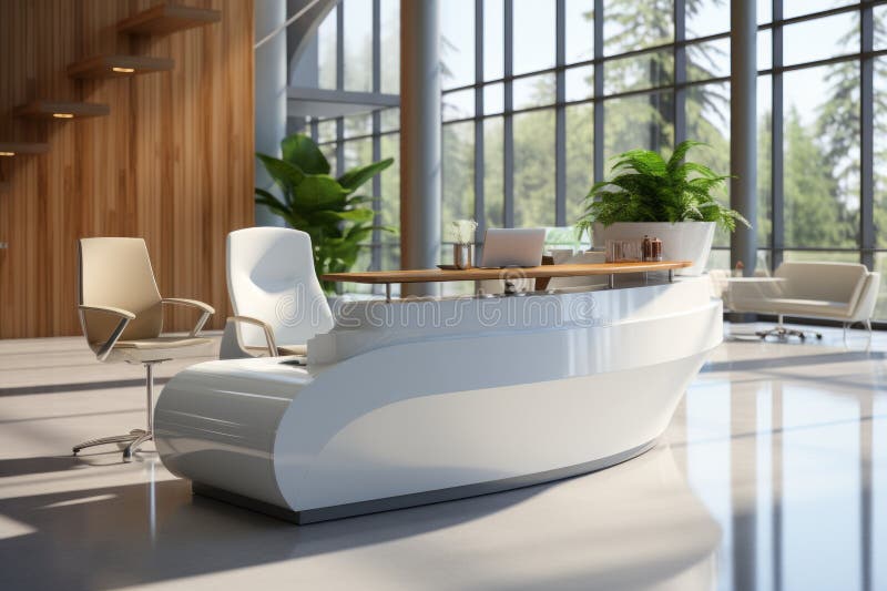 Reception Desk in a Modern Office Interior Stock Image - Image of ...