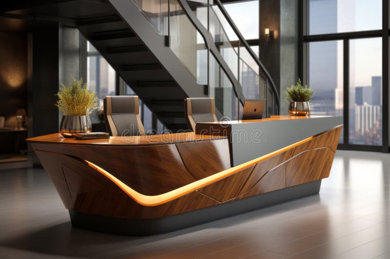 Reception Desk in a Modern Office Interior Stock Photo - Image of ...