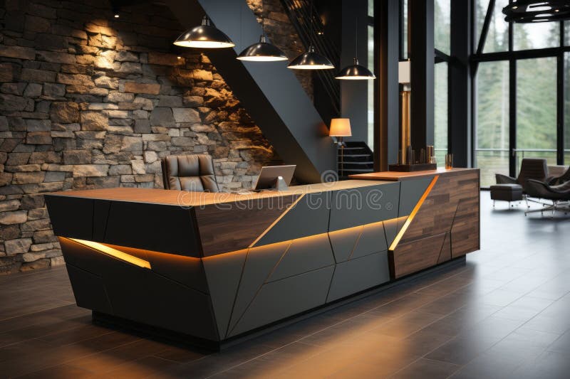 Reception Desk in a Modern Office Interior Stock Photo - Image of ...