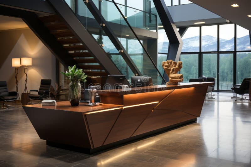 Reception Desk in a Modern Office Interior Stock Illustration ...
