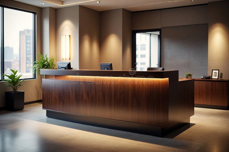 Reception Desk in Modern Office Stock Illustration - Illustration of ...