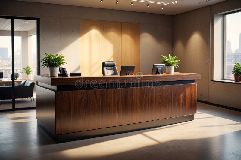 Reception Desk in Modern Office Stock Illustration - Illustration of ...
