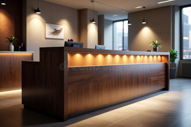 Reception Desk in Modern Office Stock Illustration - Illustration of ...