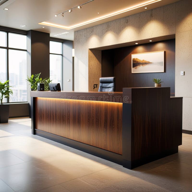 Reception Desk in Modern Office Stock Illustration - Illustration of ...
