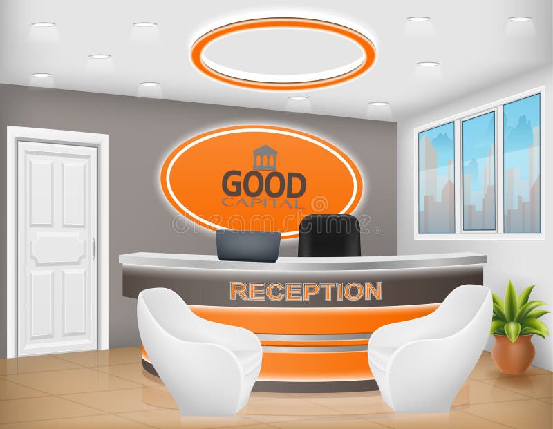 Reception Desk in the Office Workplace of a Manager or Administrator ...