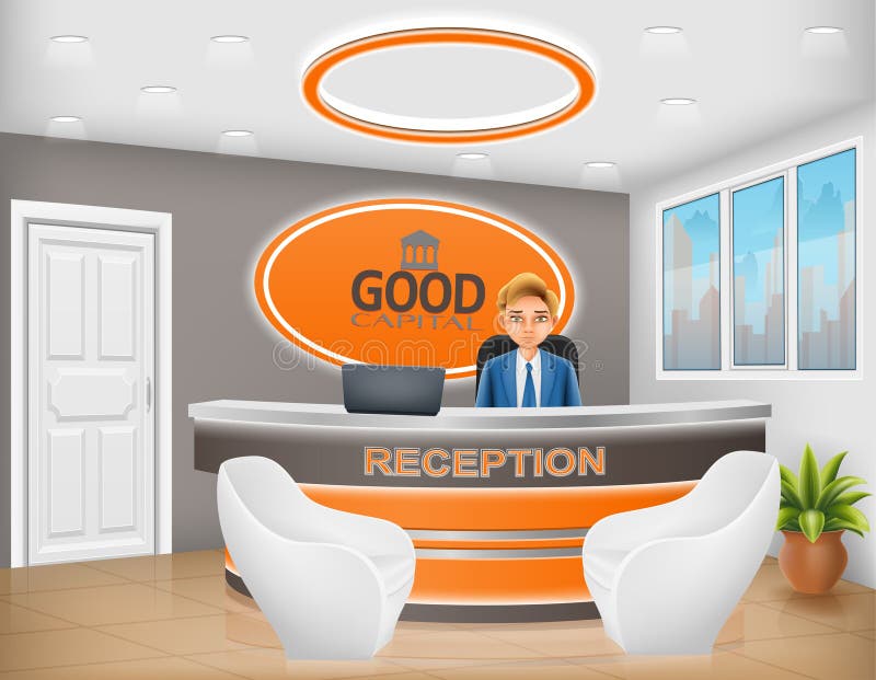 Reception Desk in the Office Workplace of a Manager or Administrator ...