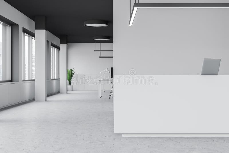 Reception Desk in Open Space Office Stock Illustration - Illustration ...