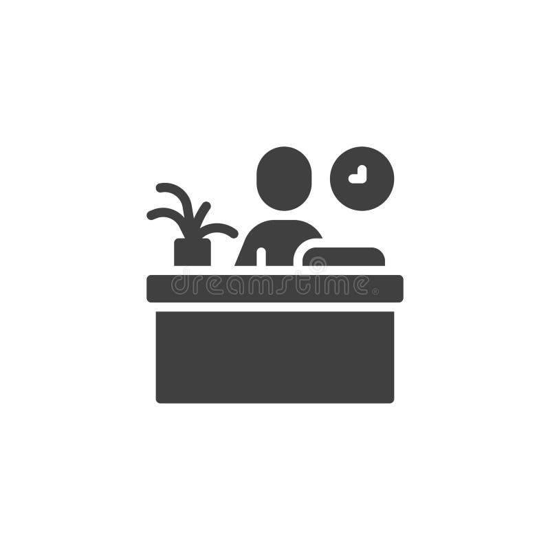 Reception Desk with Receptionist Vector Icon Stock Vector ...