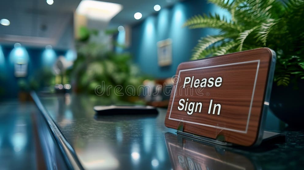 Reception Desk Sign: Please Sign in - AI Generated Stock Illustration ...