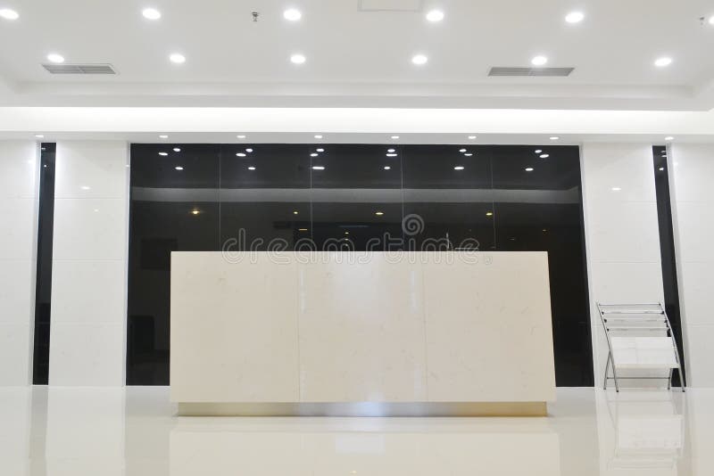 Empty Reception Area in Modern Office Stock Image - Image of stairs ...