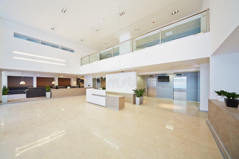 Reception Hall in Business Center Stock Photo - Image of empty, flower ...