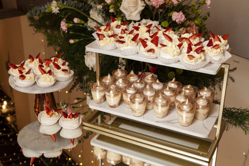 Reception Hall Decorated for Social Events Dessert Table for Guests ...