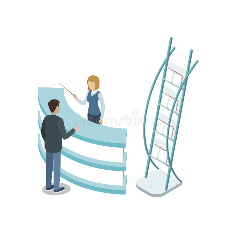 Reception Counter Desk Isometric 3D Element Stock Vector - Illustration ...