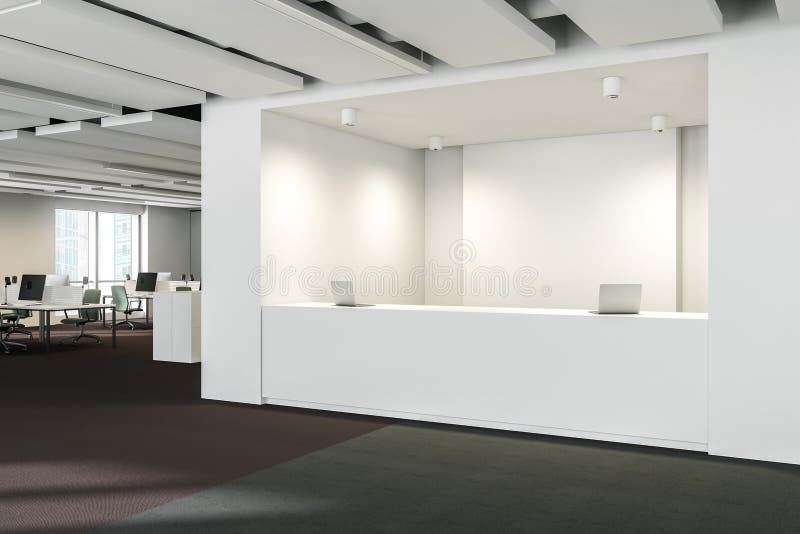 Reception Hall in Modern Open Space Office 库存例证 - 插画 包括有 计算机, 玻璃: 165955109