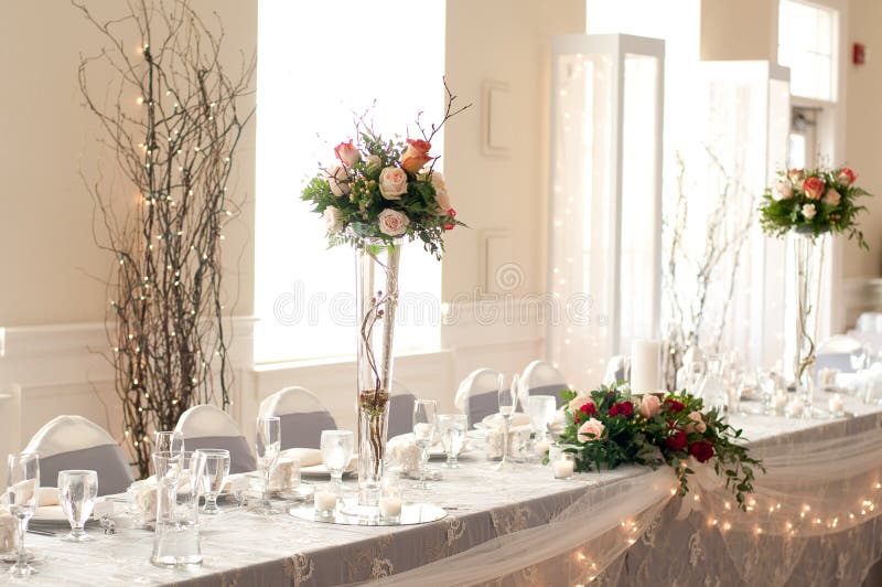 Reception head table stock photo. Image of anniversary - 85373802