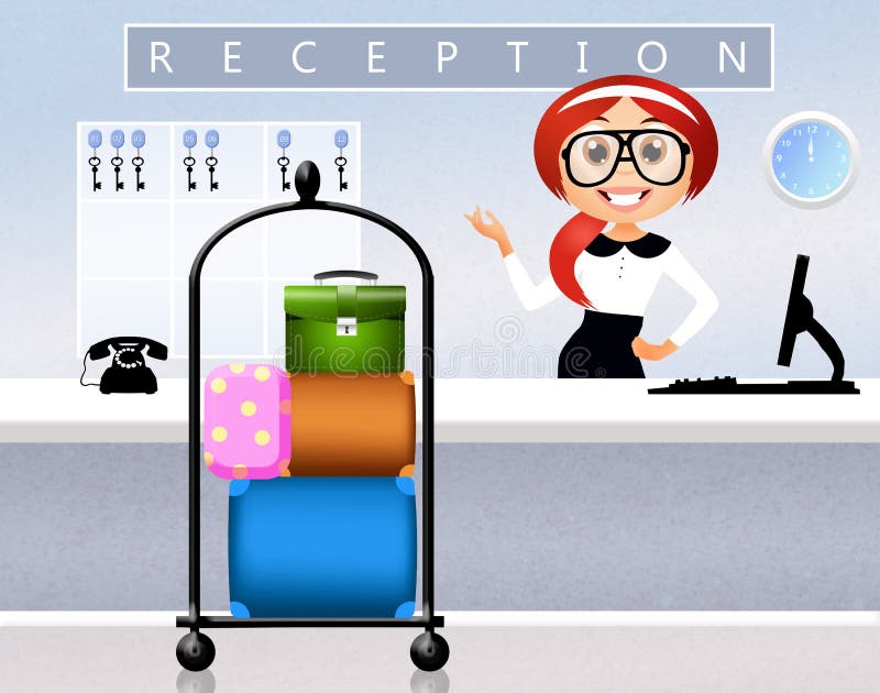 Reception in hotel stock illustration. Illustration of woman - 42133295