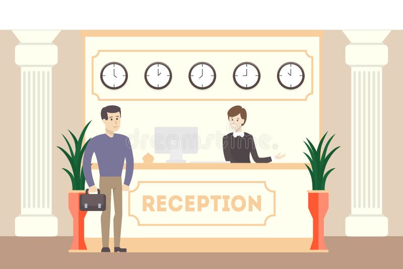 Reception at hotel. stock vector. Illustration of lobby - 109771680