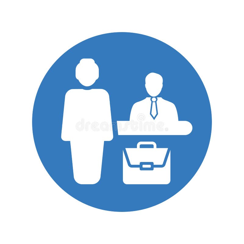 Reception Icon, Customer Help Desk, Information Center / Blue Version ...