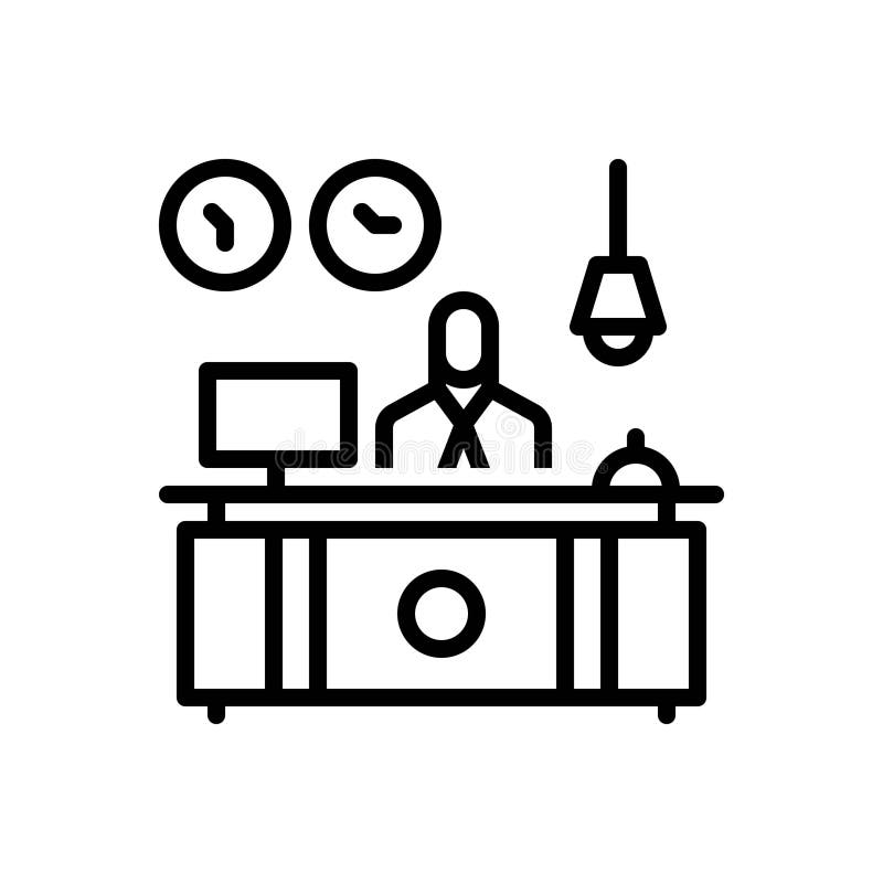 Black Line Icon for Reception, Lobby and Counter Stock Illustration ...