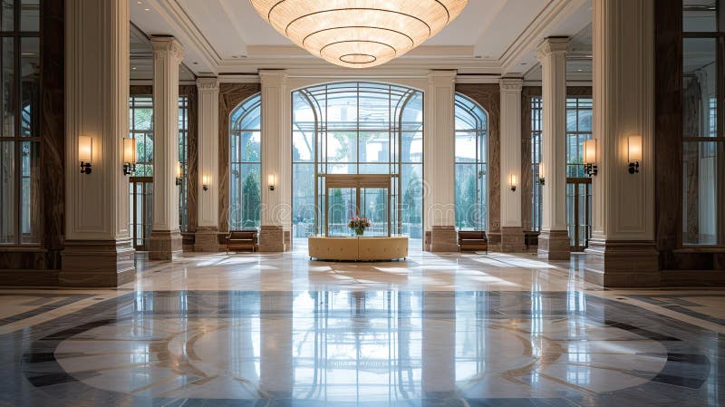 Reception lobby building stock illustration. Illustration of concierge ...