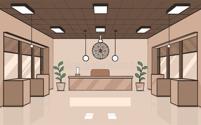 Reception of Modern Office or Hotel Vector. Stock Vector - Illustration ...