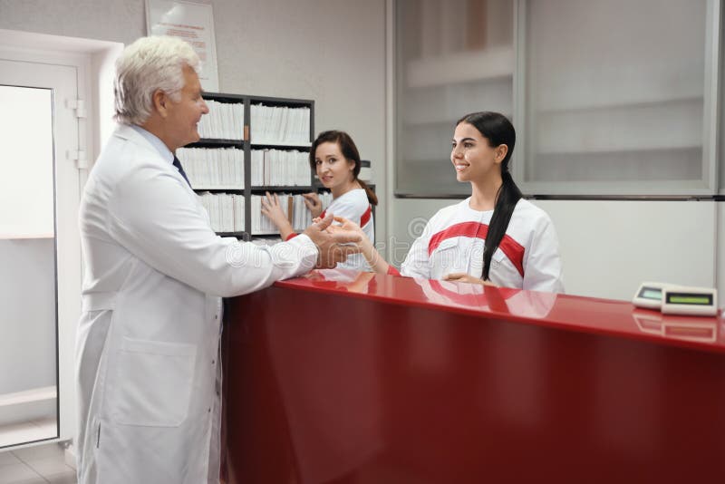 Reception of Surgery Clinic with Working Staff Stock Image - Image of ...