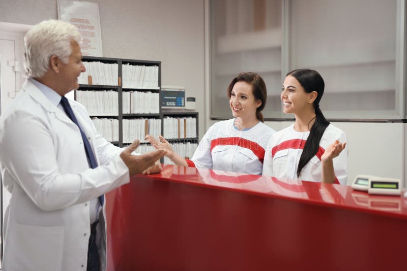 Reception of Surgery Clinic with Working Staff Stock Image - Image of ...