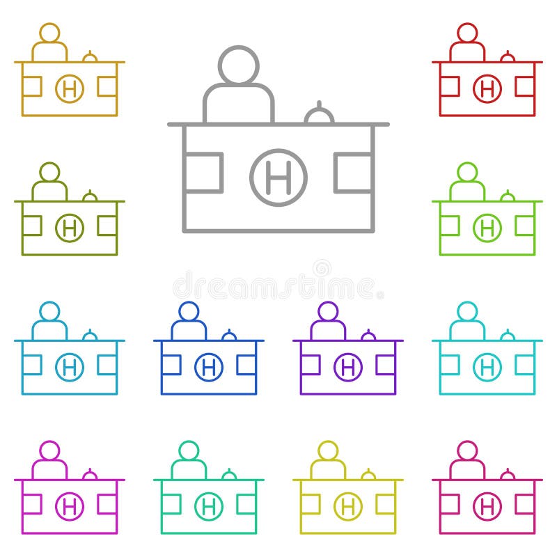 Reception Multi Color Icon. Simple Thin Line, Outline Vector of Hotel ...