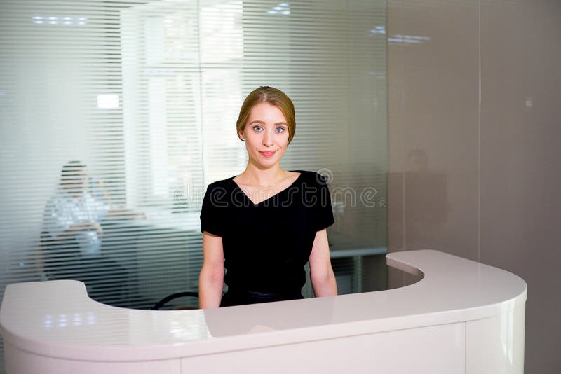 Friendly Concierge at Hotel Reception Stock Image - Image of service ...