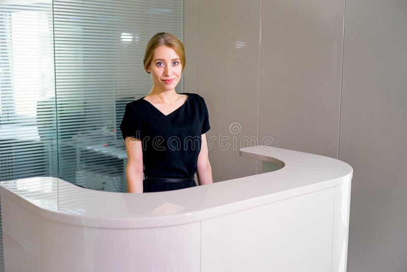 Friendly Concierge at Hotel Reception Stock Image - Image of service ...