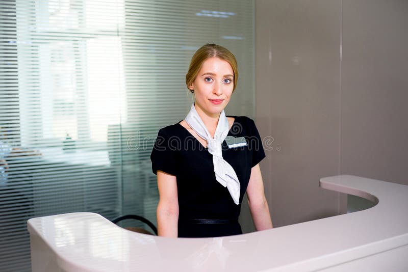 Friendly Concierge at Hotel Reception Stock Image - Image of service ...