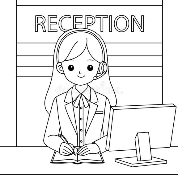 Reception Outline Coloring Page. Labor Day Illustration Stock Vector ...