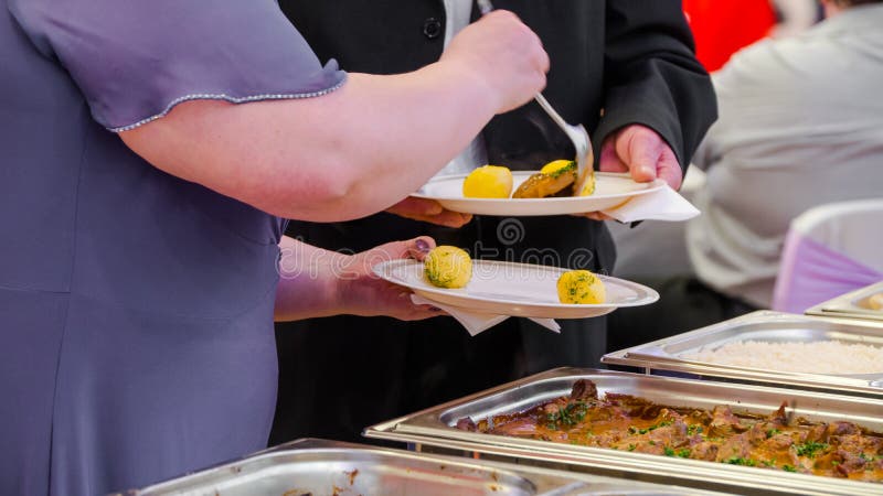 Reception: People Put Food in the Dish Stock Photo - Image of elegance ...