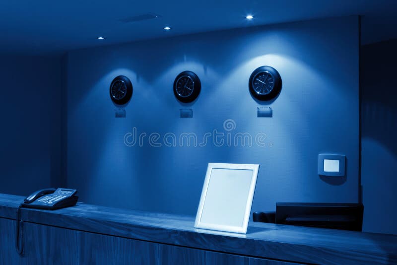 Reception with Phone and Clock, Monochromatic Stock Image - Image of ...