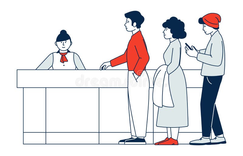 People Standing in Queue Back View. Waiting Line Stock Illustration ...