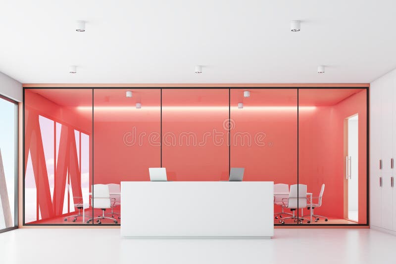 Reception and Red Meeting Room Stock Illustration - Illustration of ...