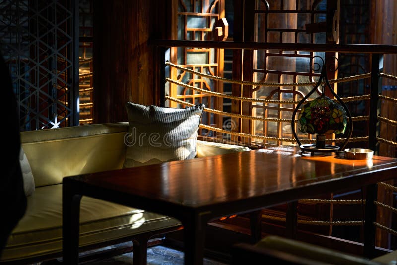 Reception Room with Retro Decoration in Chinese Style Stock Image ...