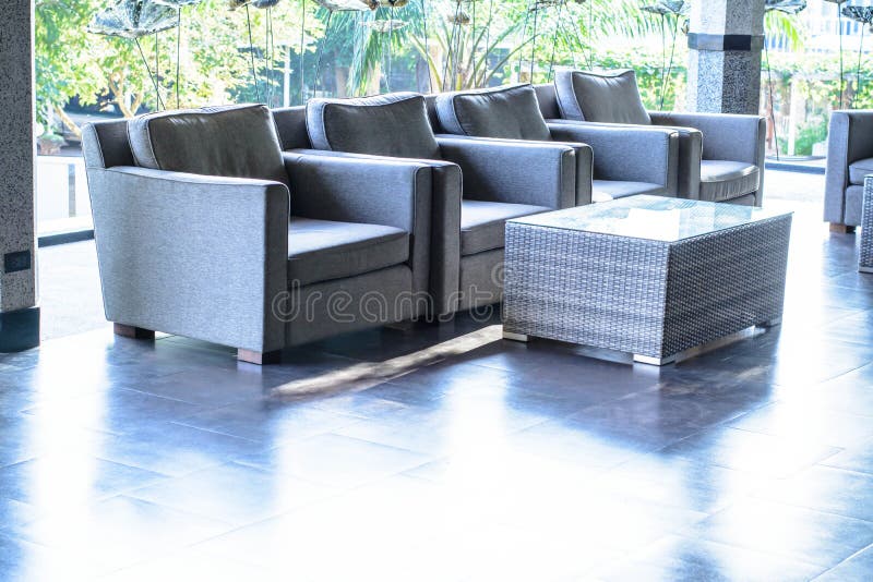 Reception seat area stock image. Image of desk, comfortable - 249286567