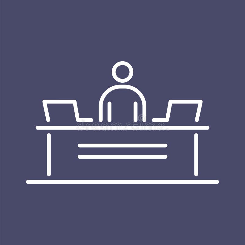 Reception Security Desk Business People Icon Simple Line Flat ...