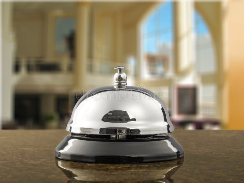 Reception Service Desk Bell Close-up View Stock Image - Image of ...