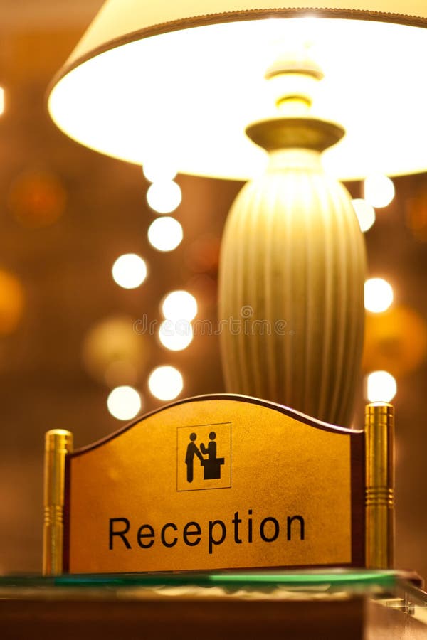 Reception sign stock image. Image of resort, lamp, indoors - 17789119