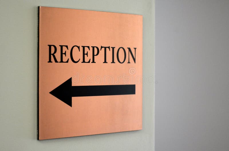Reception sign stock image. Image of hostel, bronze, holiday - 38040943