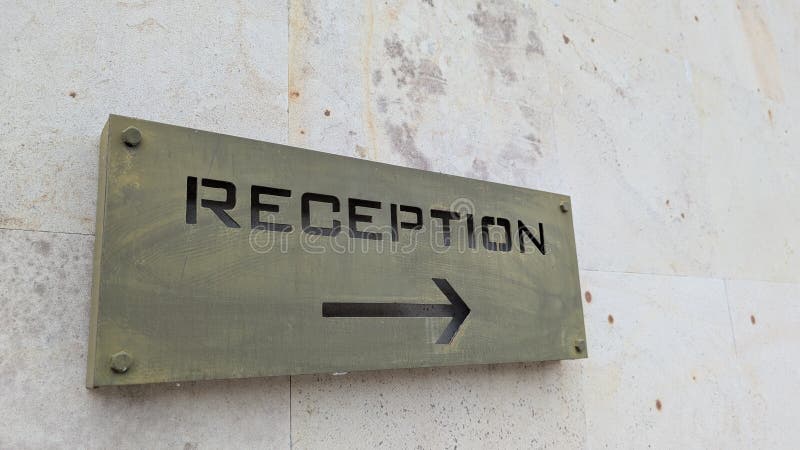 Reception Sign that Features a Directional Arrow Pointing To Guide ...
