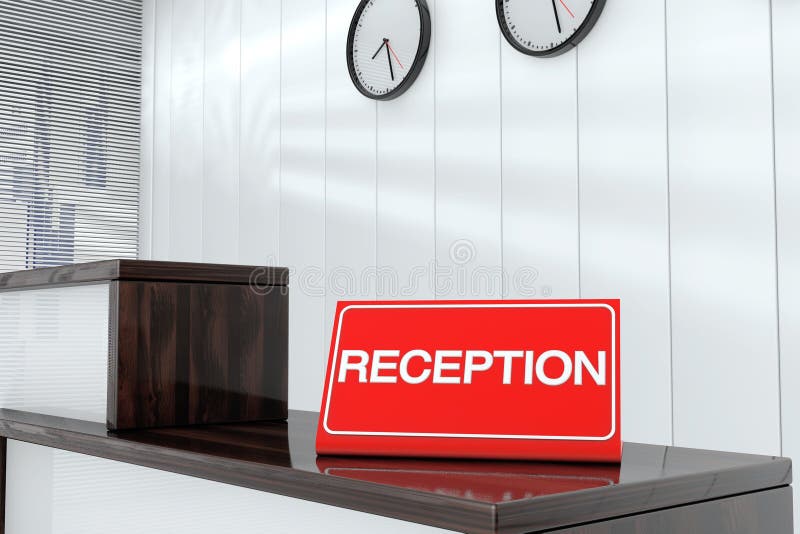 Reception Sign Plate 3d Render Interior Stock Illustration ...