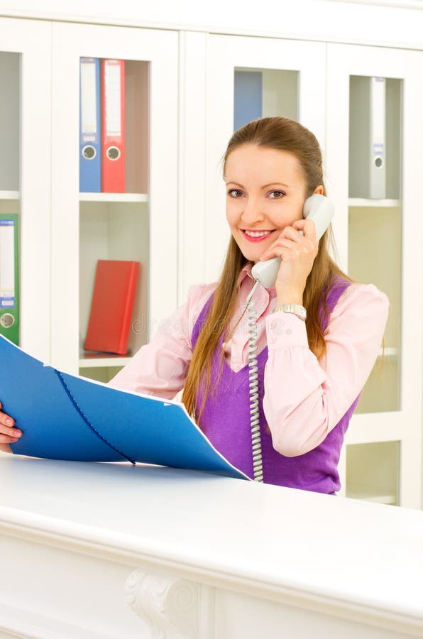 Receptionist stock image. Image of secretary, customer - 18285669