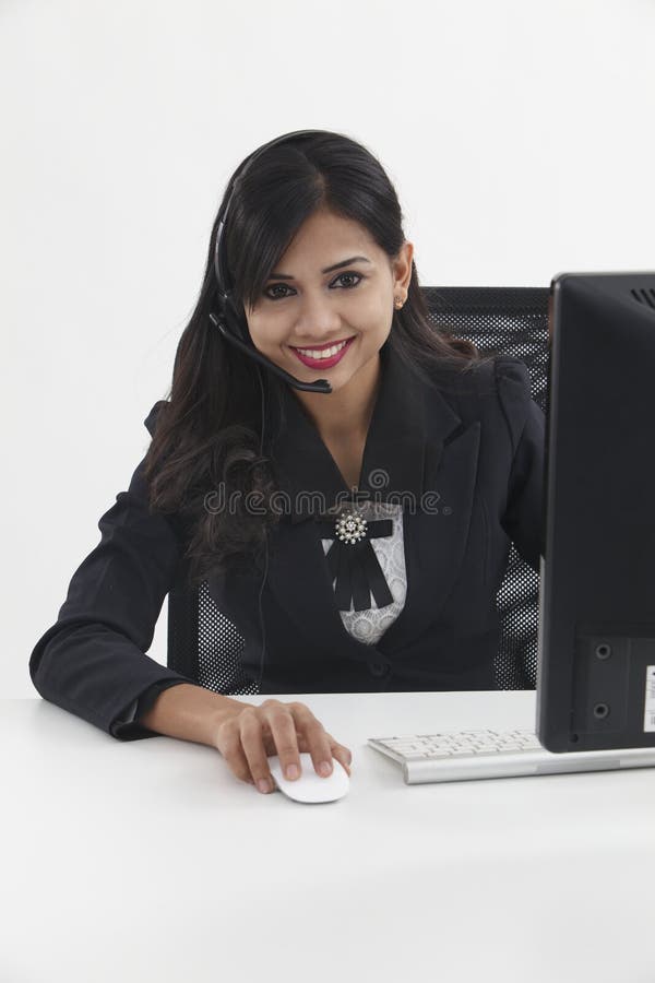 Receptionist stock image. Image of headphone, hair, assistant - 53811891