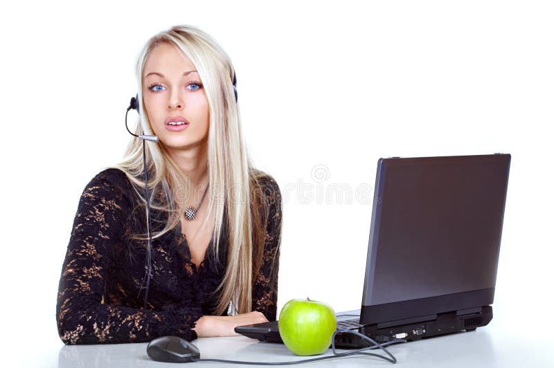 Receptionist Con Il Computer Portatile Fotografia Stock - Immagine di ...