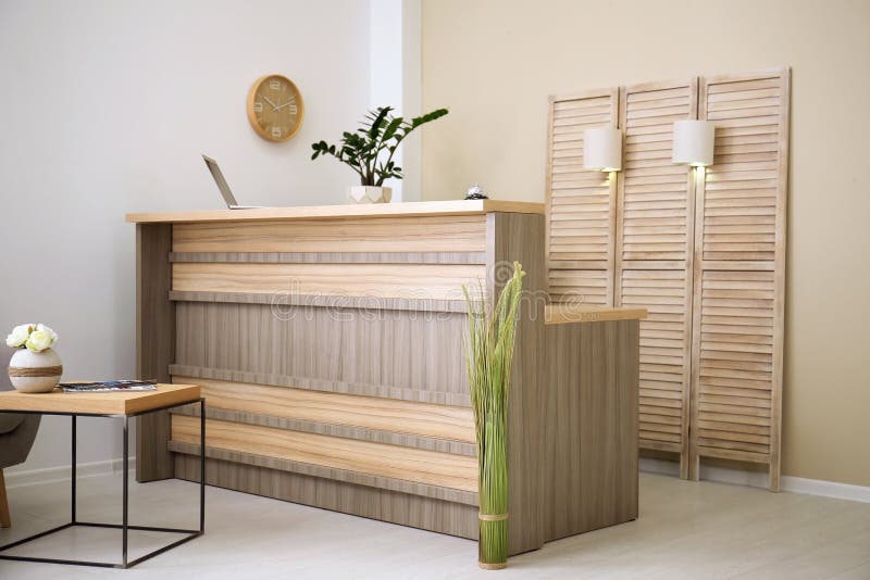 Receptionist desk in hotel stock photo. Image of guest - 123156740