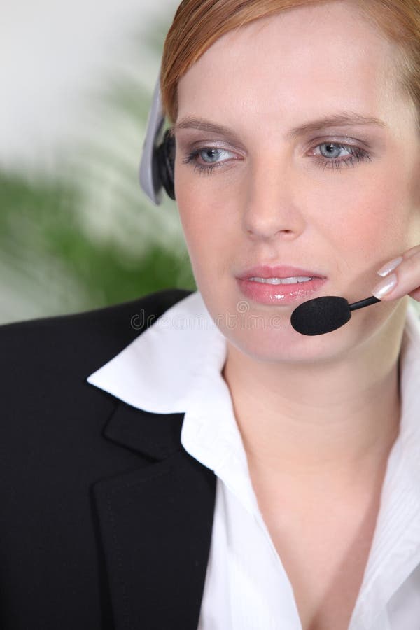 Receptionist with head-set stock photo. Image of funny - 35936786